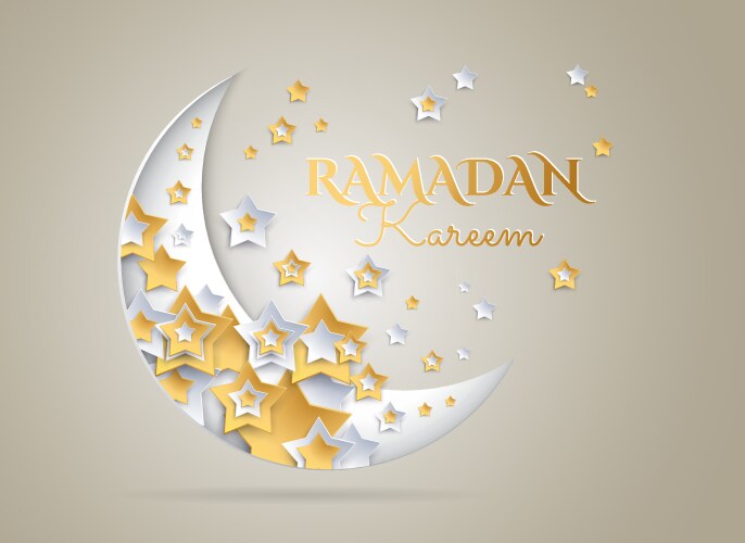 Ramadan realistic golden crescent moons Royalty Free Vector