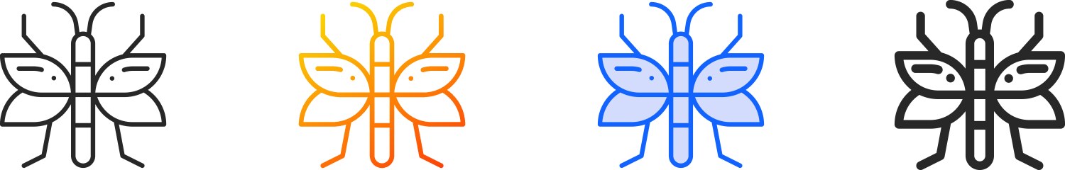 Bug iconthin linear gradient blue stroke and bold Vector Image