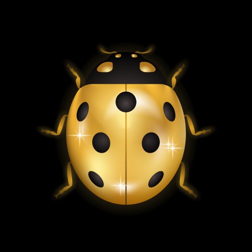 Ladybug gold insect small icon golden lady bug Vector Image