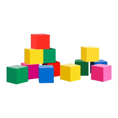 Plastic building blocks toy bricks cartoon icon Vector Image