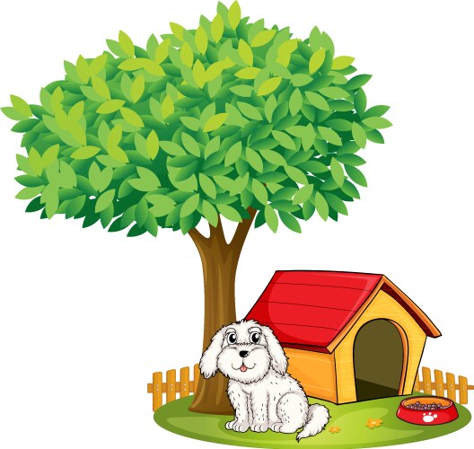 Dog under tree Royalty Free Vector Image - VectorStock