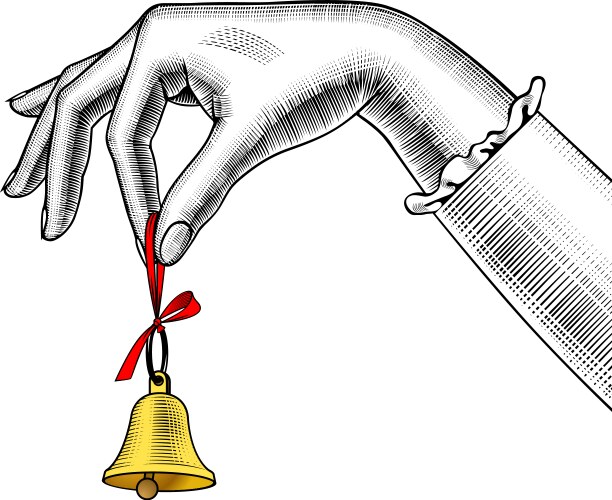 Cartoon hand ringing service bell requesting Vector Image