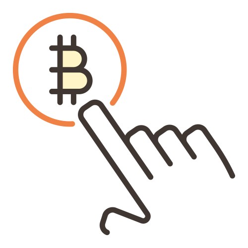 Bitcoin sign and human hand blockchain technology Vector Image
