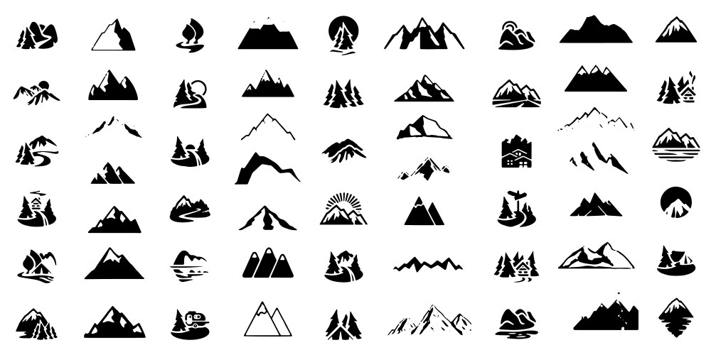 Mountain Clip Art Set – Royalty-Free Vector | VectorStock
