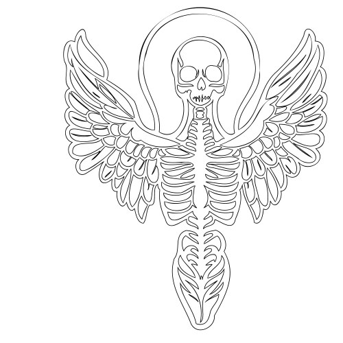 Skeleton angel outline sketch Royalty Free Vector Image