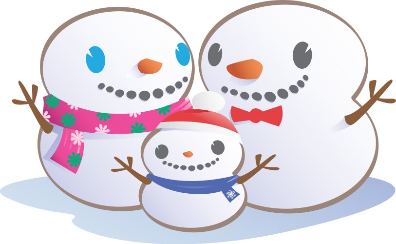 Snowman family Royalty Free Vector Image - VectorStock