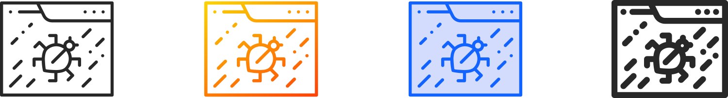 Bug iconthin linear gradient blue stroke and bold Vector Image