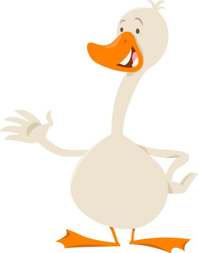 Cute white goose cartoon character walking Vector Image