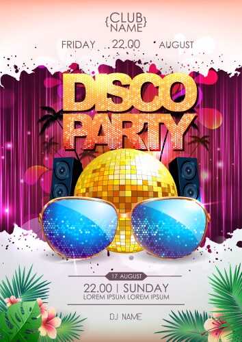 Disco background ball summer party poster Vector Image