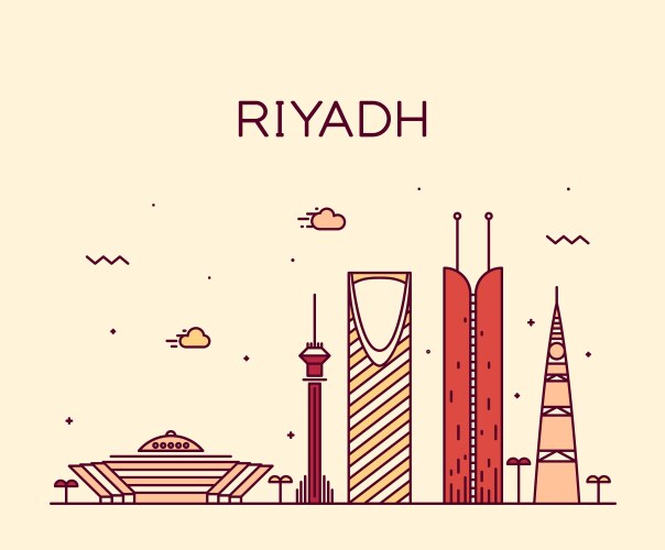 Flat line riyadh banner Royalty Free Vector Image