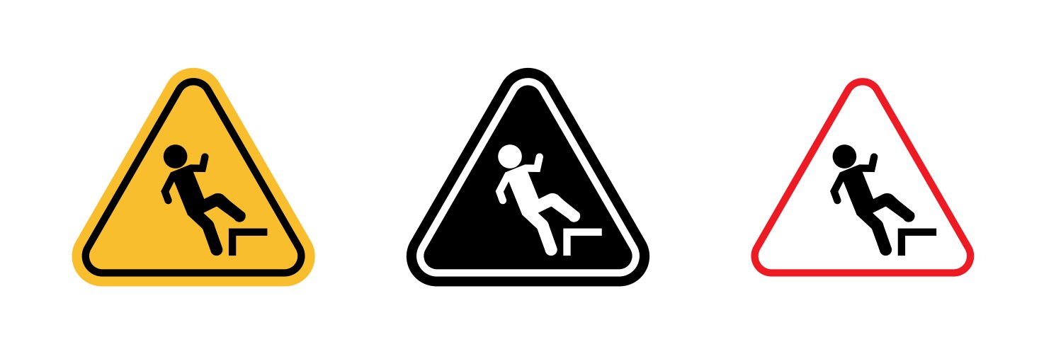 Slip warning sign icon set alert for slippery Vector Image