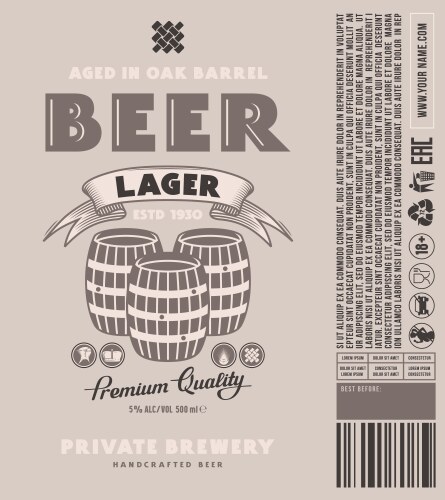 Craft beer brewery emblems barley Royalty Free Vector Image