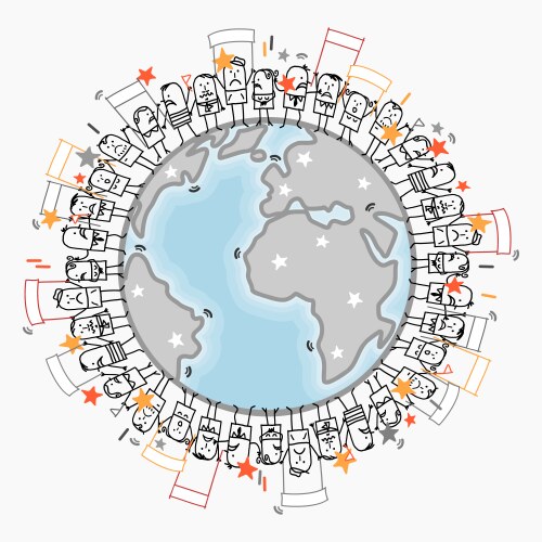 Cartoon peaceful people all around world Vector Image