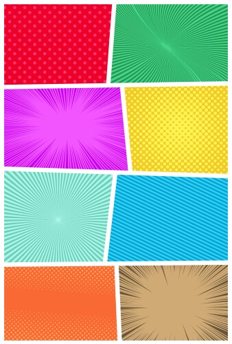 Cartoon comic backgrounds set comics book Vector Image