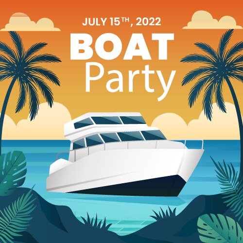 Hand drawn boat party horizontal banner Royalty Free Vector