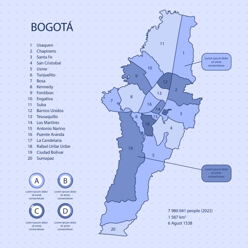 Hand drawn bogota map Royalty Free Vector Image