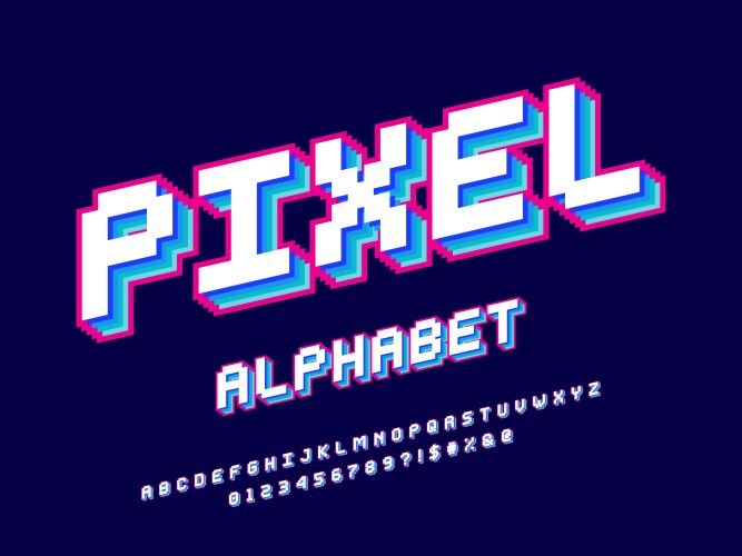 Pixel alphabet Royalty Free Vector Image - VectorStock