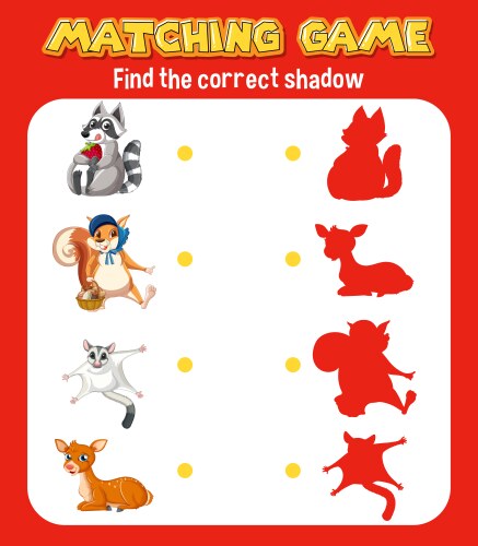 Insect shadow matching game template Royalty Free Vector
