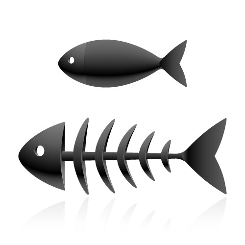 Fish skeleton icon on a white isolated background Vector Image