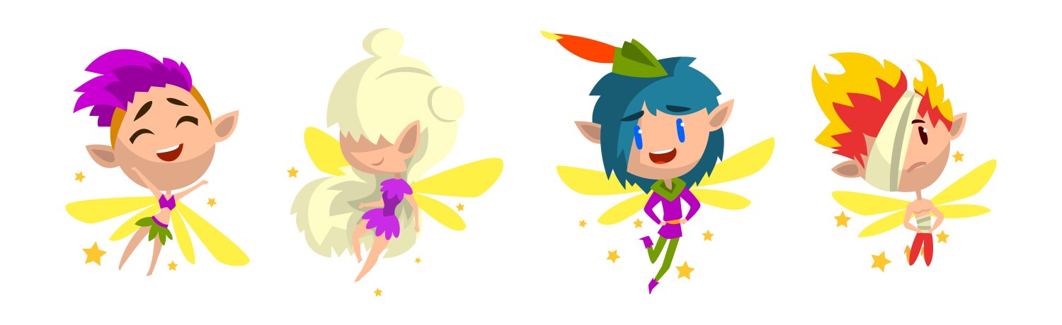 Cute pixie magical creature flying with wings Vector Image