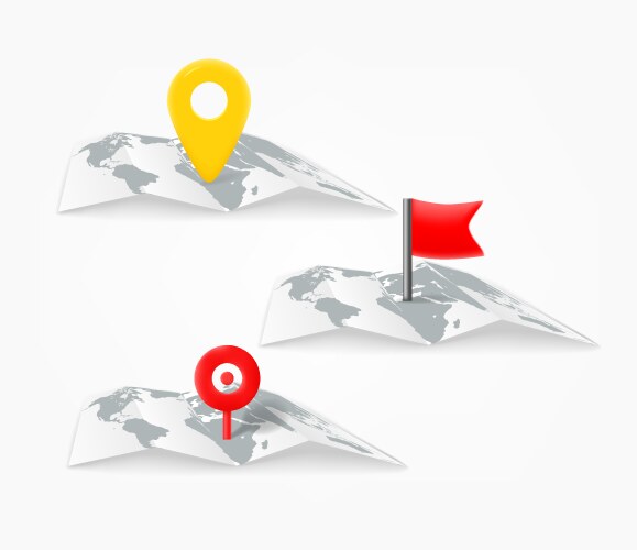 Folded maps car navigation with red color Vector Image