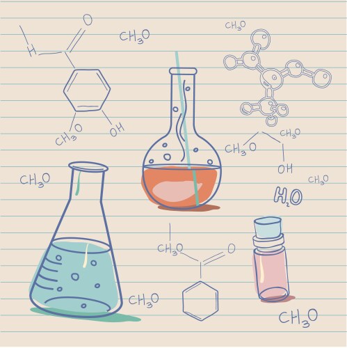 Old science and chemistry infographic laboratory Vector Image