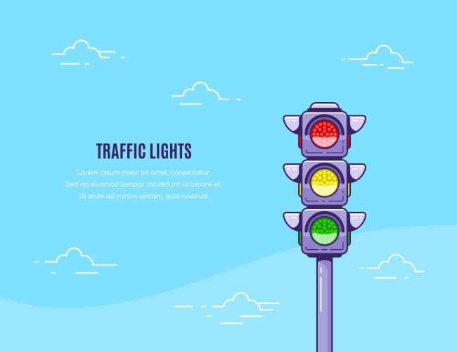 Cross traffic lights icon flat safety road Vector Image