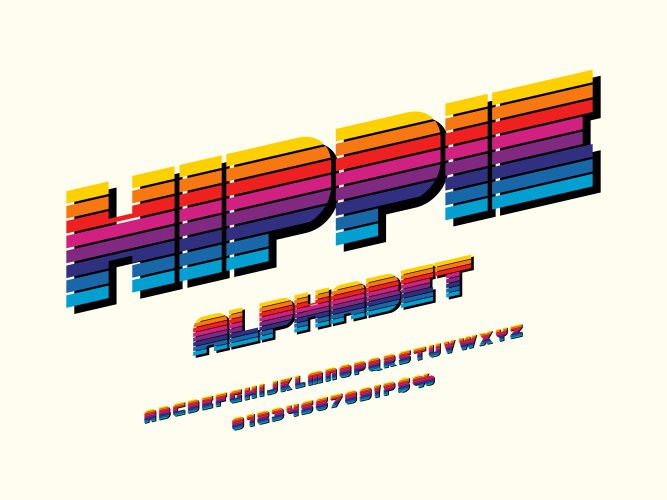 Colorful retro font 80s style alphabet letters Vector Image