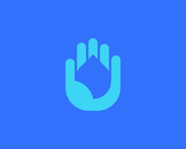 Abstract lightning in the hand palm logo design Vector Image