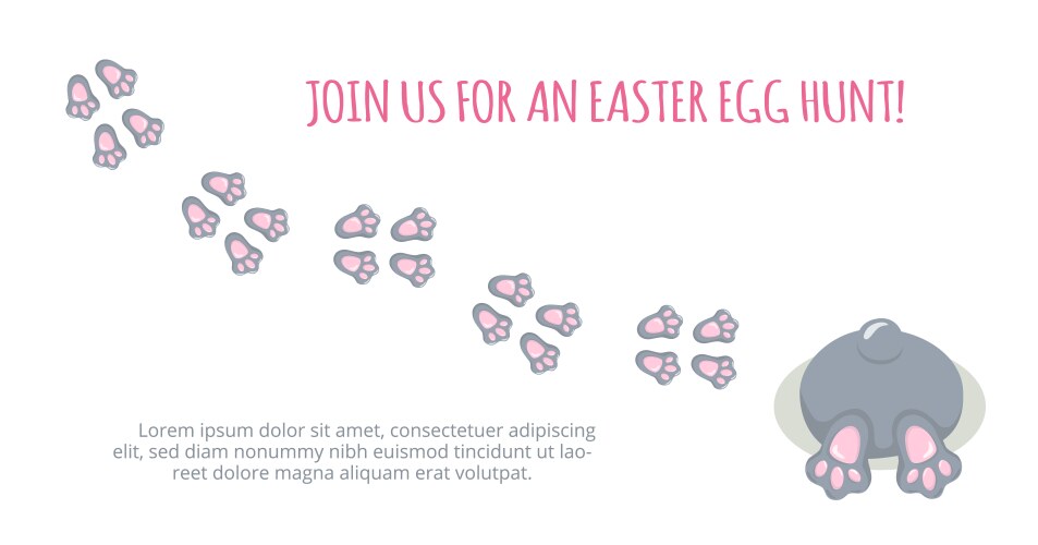 Easter bunny foot print frame for egg hunt map Vector Image