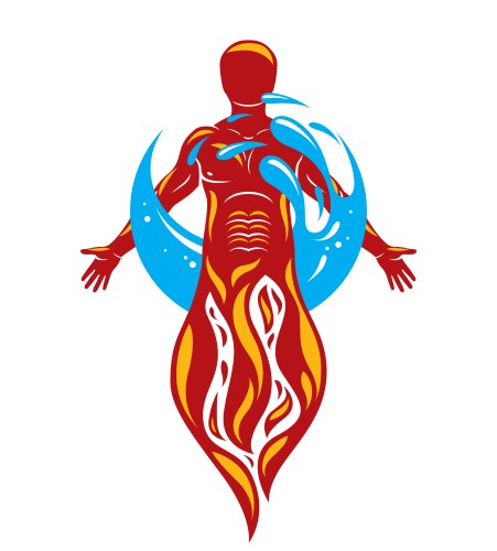 Human being standing mythic ancient god Royalty Free Vector