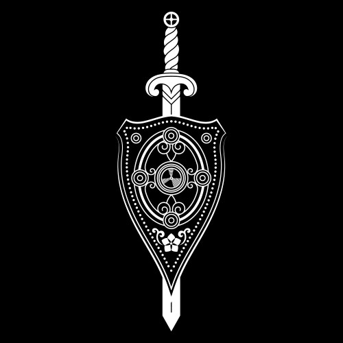 Knight shield and helmet vintage badge logo Vector Image