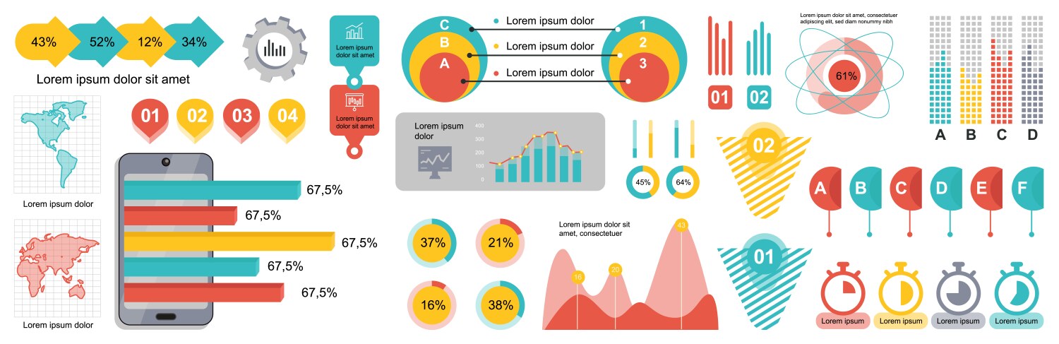 Mega set of infographic elements data Royalty Free Vector