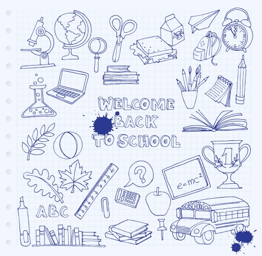 Back to school education doodles pencil Royalty Free Vector