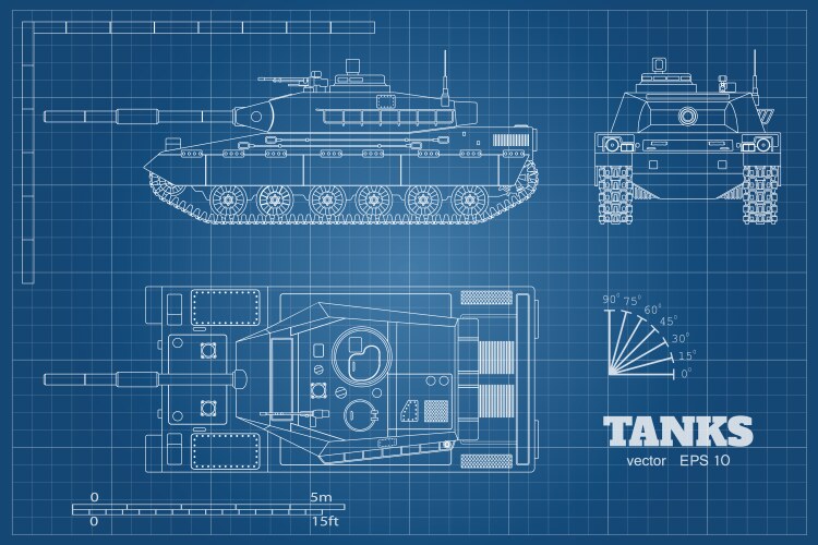 Military jet aircraft drawing blueprint Royalty Free Vector