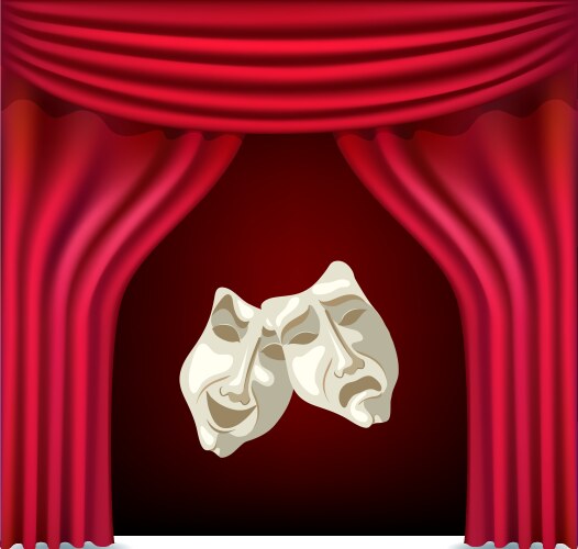 Theater curtain poster with spotlight light flat Vector Image