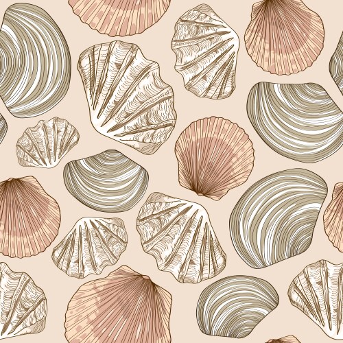 Pattern with sea shells Royalty Free Vector Image