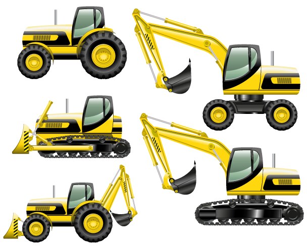 Set of the construction machinery vehicles Vector Image