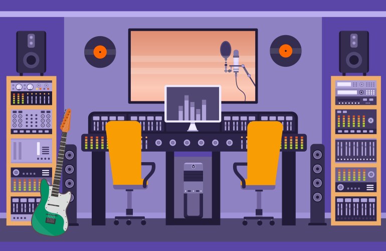 Recording studio composition Royalty Free Vector Image