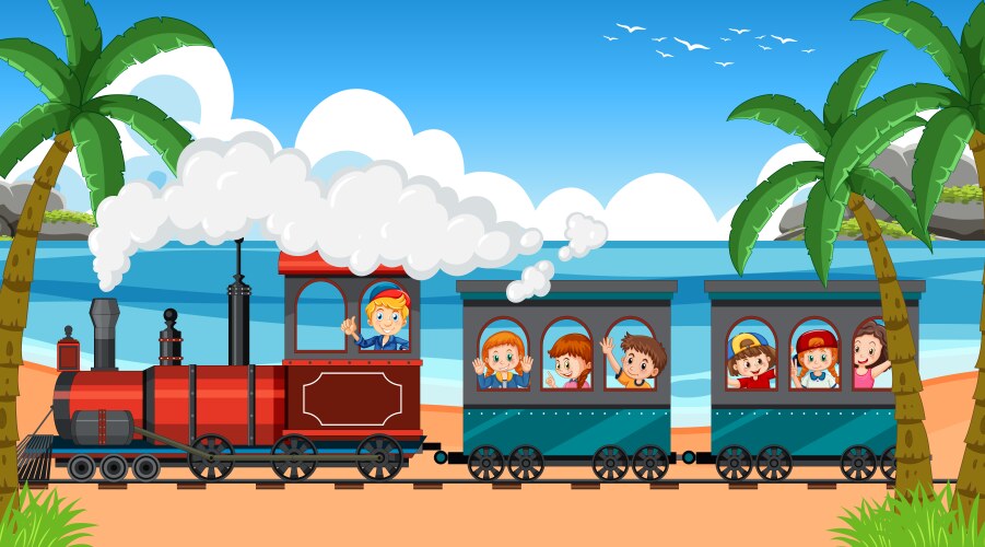 Doodles train Royalty Free Vector Image - VectorStock