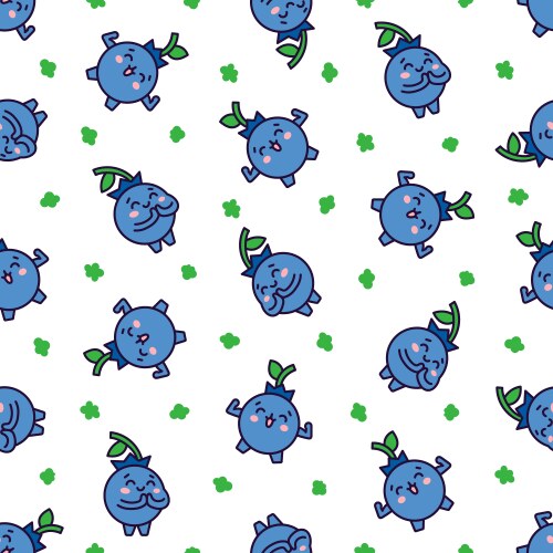 Blueberry cartoon character seamless pattern Vector Image