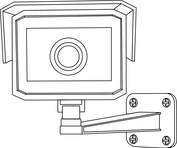 Cctv security camera front view outline drawing Vector Image