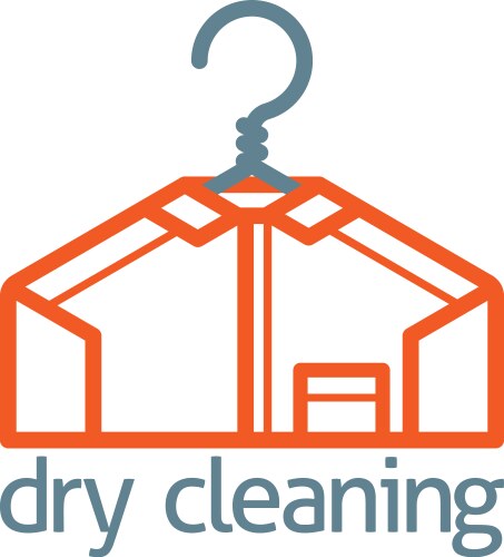 Dry cleaning service logo template hanger with bow
