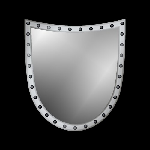 Silver shield shape icon 3d gray emblem sign Vector Image