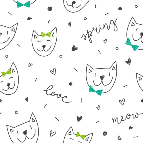 Cute black cat in doodle style Royalty Free Vector Image