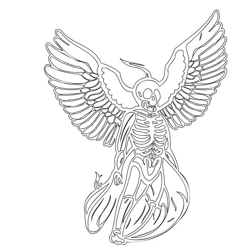 Skeleton angel outline sketch Royalty Free Vector Image