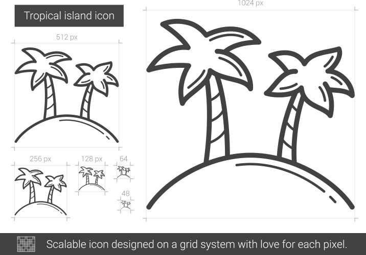 Island with palm trees hand drawn outline doodle Vector Image