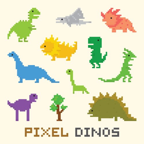Apatosaurus pixel art dinosaur pixelated ancient Vector Image