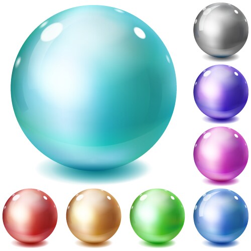 Glossy spheres buttons set Royalty Free Vector Image