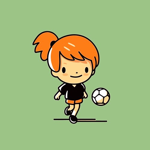Soccer player hand-drawn comic football Royalty Free Vector